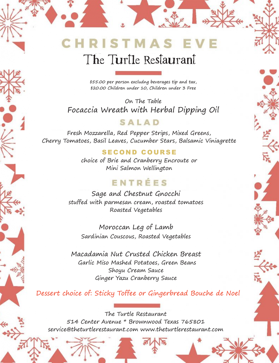 Restaurant Menu | The Turtle | Brownwood, TX